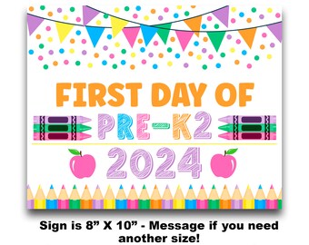 Pastel First Day of Pre-k3 Sign Pastel Printable Back to School 2024 ...