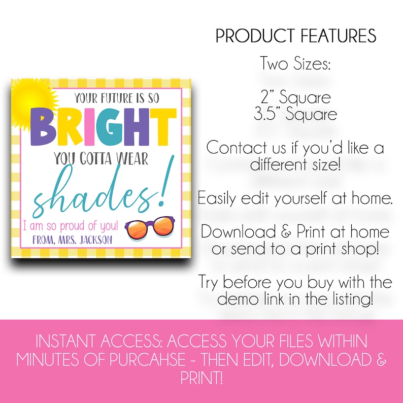 EDITABLE Your Future is so Bright You Gotta Wear Shades End of - Etsy