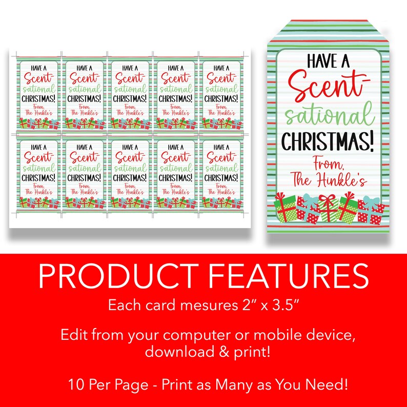 EDITABLE Have a Scentsational Christmas Gift Tag Candle Gift - Etsy