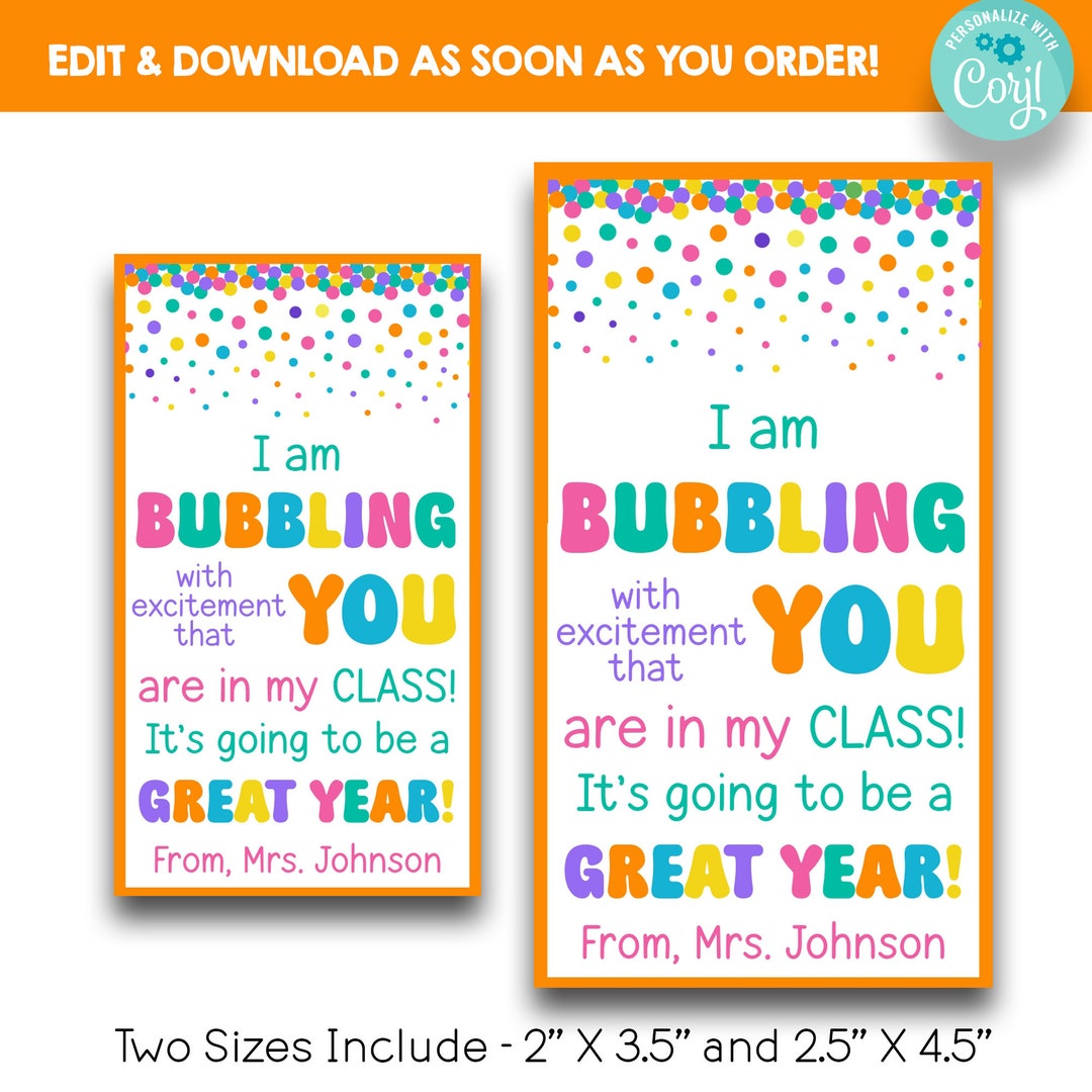 EDITABLE Pastel I Am Bubbling With Excitement That You Are in My Class ...