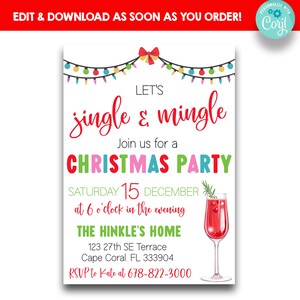 EDITABLE Jingle & Mingle Christmas Party Invitation Christmas Party ...