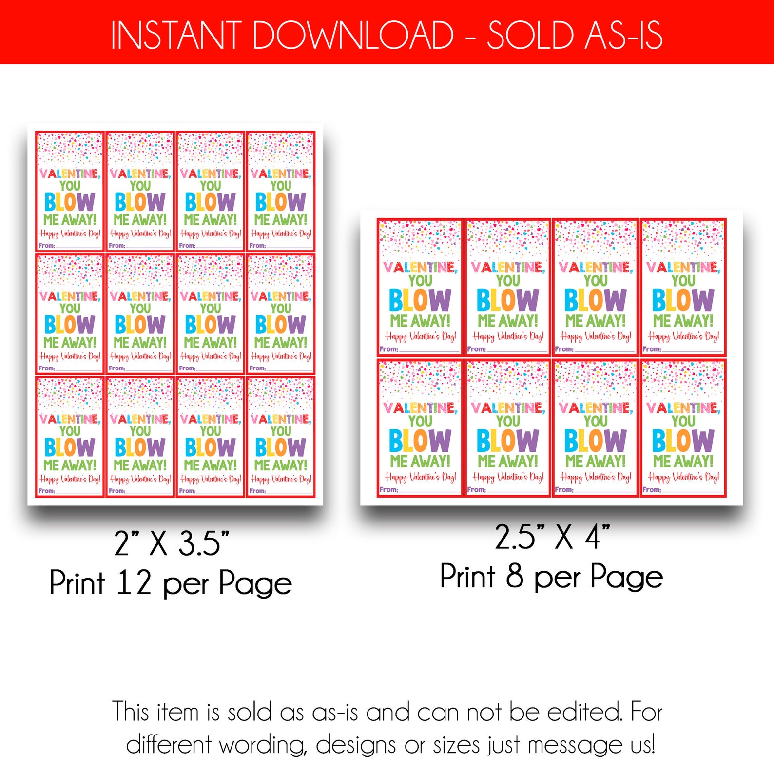 INSTANT DOWNLOAD | You Blow Me Away Kid's Valentine's Day Treat Tags ...