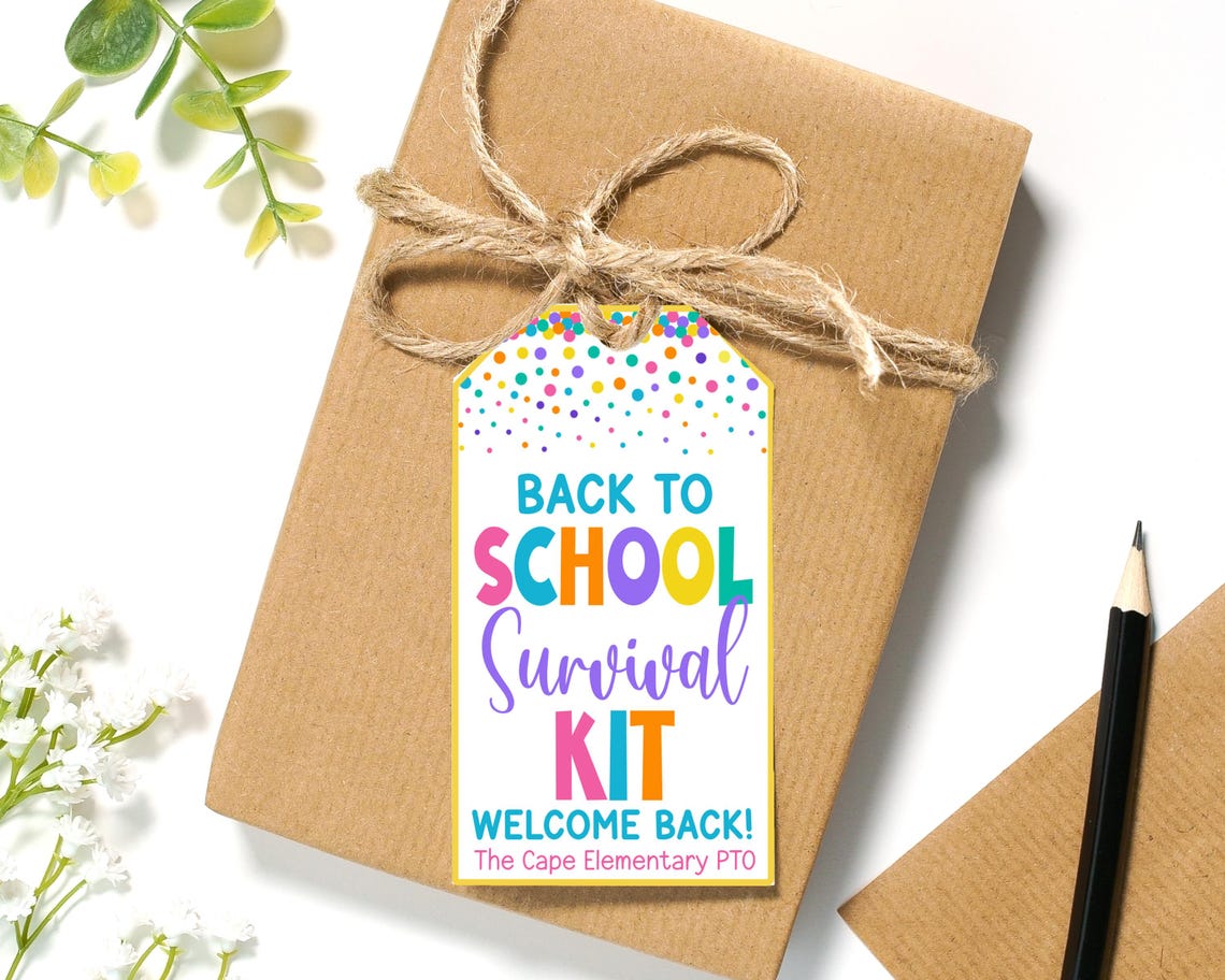 EDITABLE Pastel Back to School Survival Kit Treat Bag Tags | School ...
