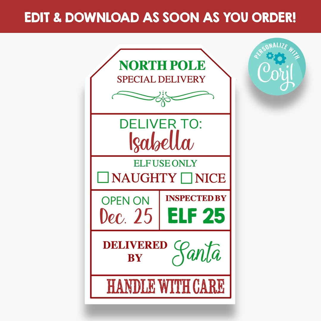 EDITABLE Santa Gift Tags | North Pole Santa Gift Tags for Kids ...