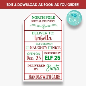EDITABLE Santa Gift Tags | North Pole Santa Gift Tags for Kids ...