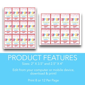 EDITABLE Sip Sip Hooray Happy Valentine's Day Treat Tags | Juice Box ...