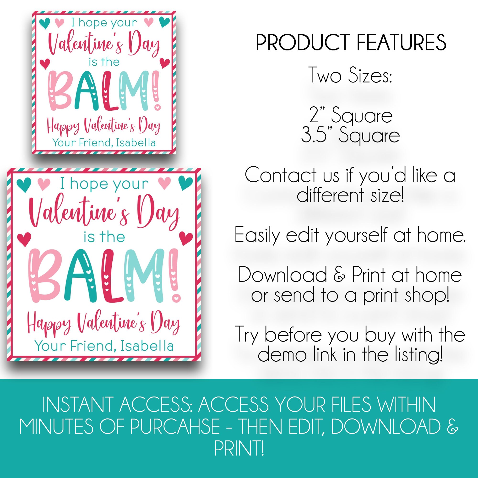 EDITABLE I Hope Your Valentine's Day is the Balm Treat Bag Tags | Lip ...