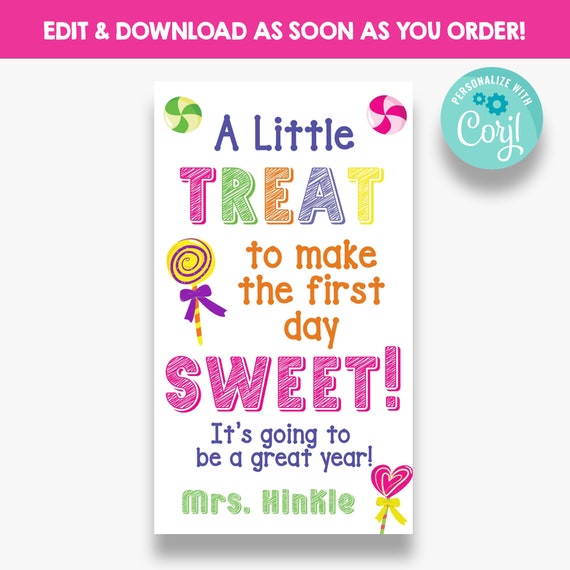 Editable Sweet Treat Welcome Back to School Tags Printable - Etsy