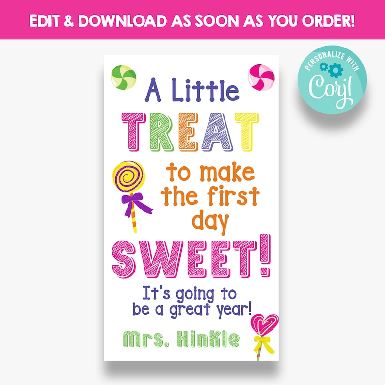 Editable Sweet Treat Welcome Back to School Tags Printable - Etsy