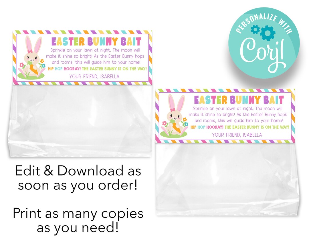 EDITABLE Easter Bunny Bait Treat Bag Topper | Printable Easter Eve ...
