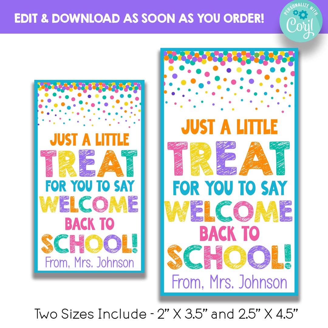 EDITABLE First Day of School Treat Tags Pastel Just a Little Treat to ...