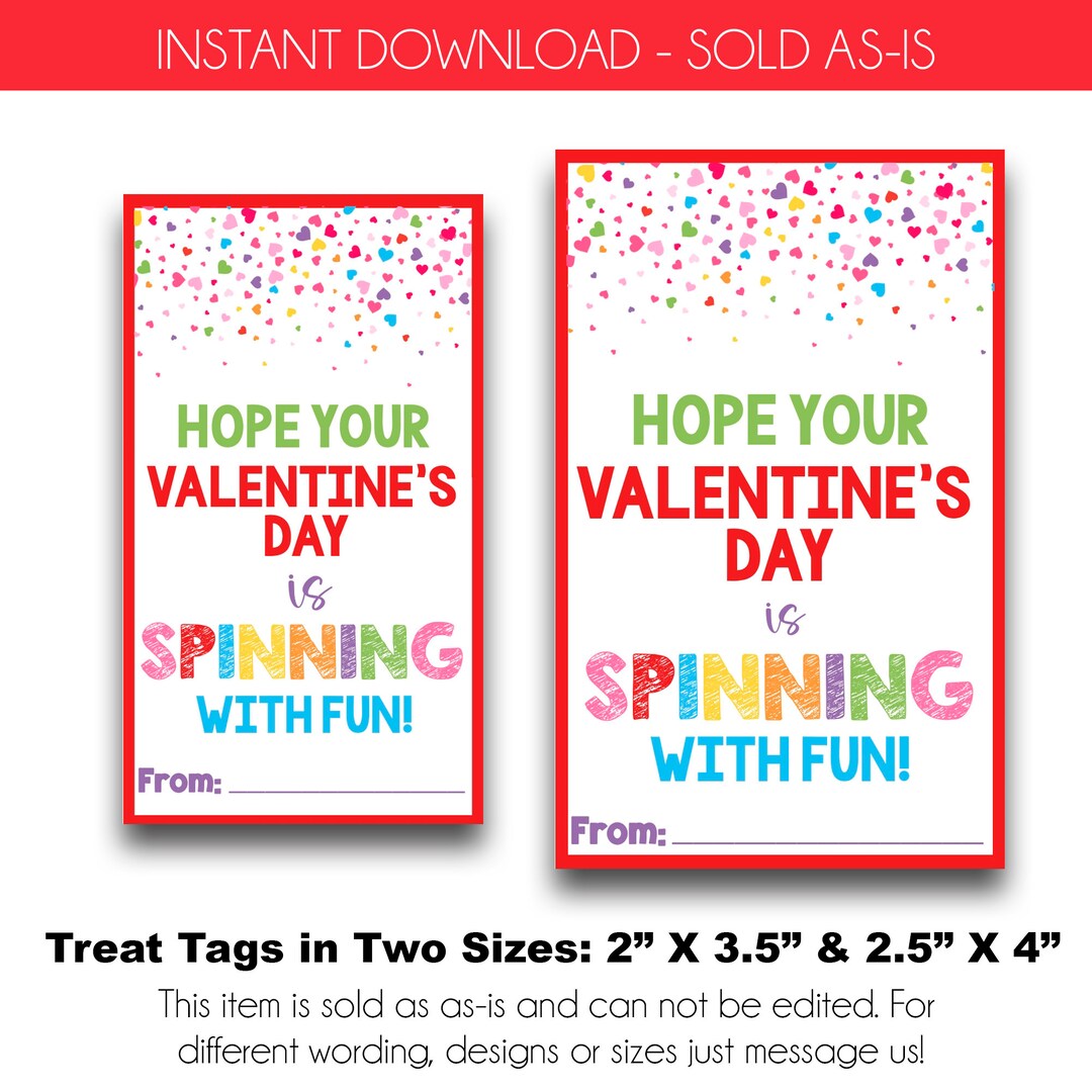 INSTANT DOWNLOAD | Spinning With Fun Valentine's Day Treat Tags ...