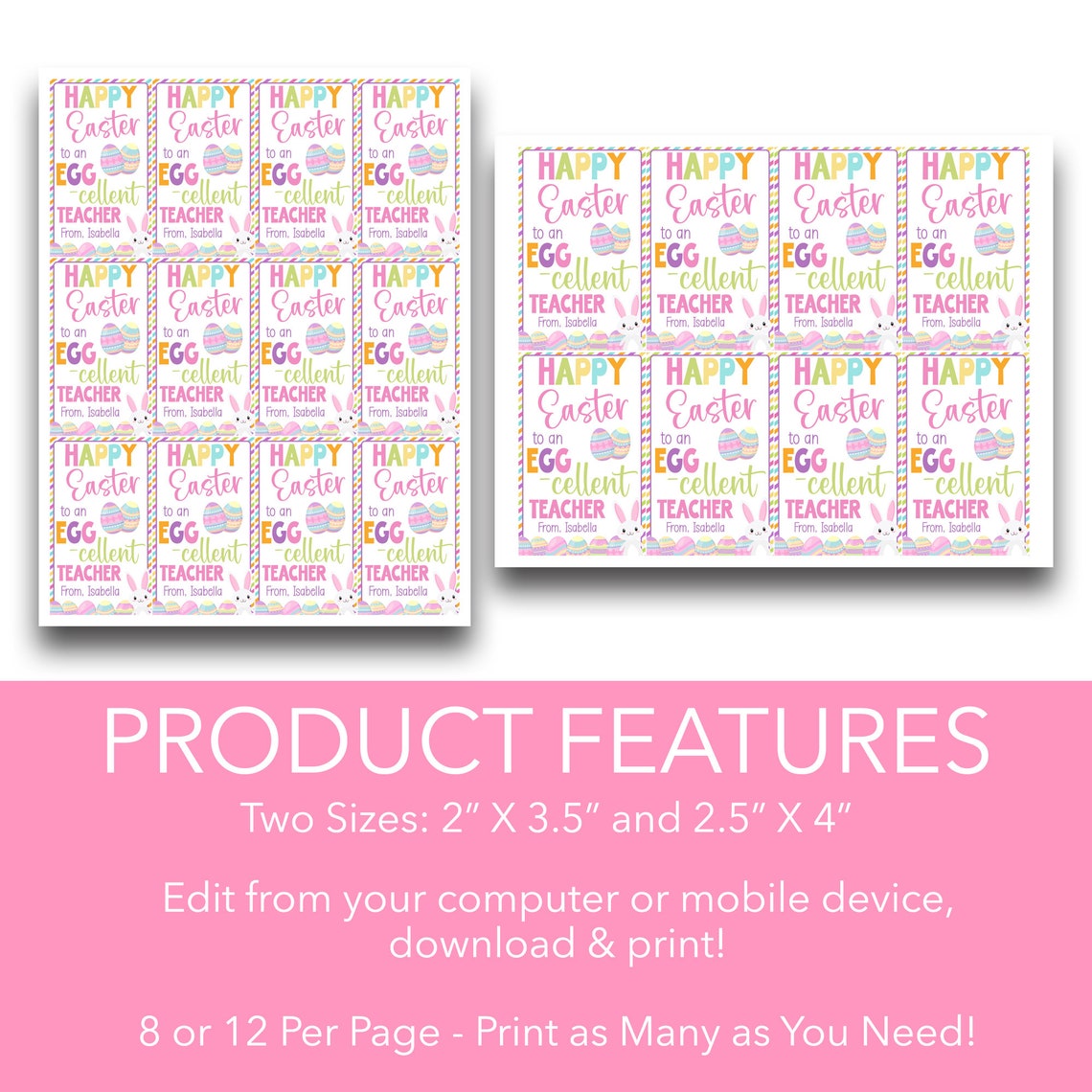 EDITABLE Happy Easter to an Egg-cellent Teacher Easter Gift Tag ...
