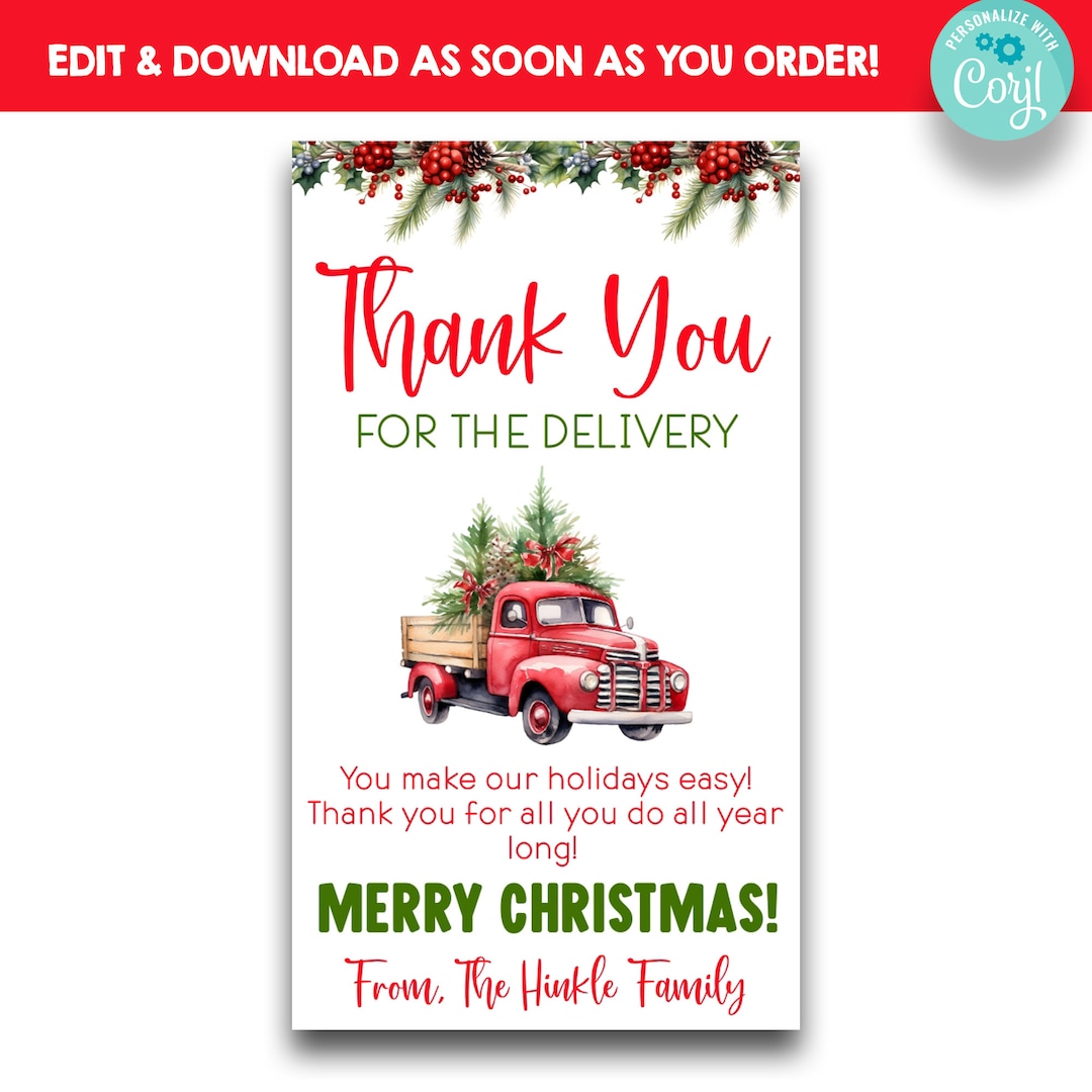 EDITABLE Delivery Driver Christmas Gift Tags | Holiday Delivery Driver ...