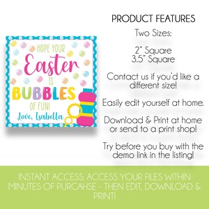 EDITABLE Hope Your Easter is Bubbles of Fun Square Gift Tags ...