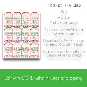 EDITABLE Bright Let's Have a Colorful Year Back to School Kid's Treat ...