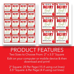 EDITABLE You Are the Berry Best Square Gift Tag | Strawberry Themed ...