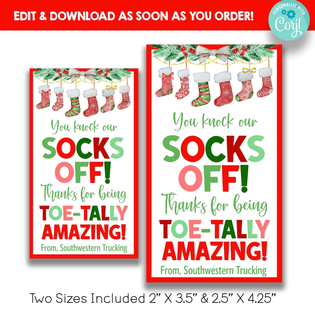 EDITABLE You Knock Our Socks off Christmas Gift Tags | Toe-tally ...