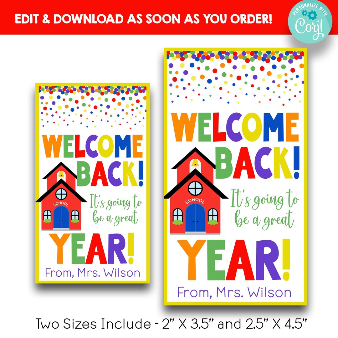 EDITABLE Back to School Treat Tags | Bright Welcome Back to School Kid ...