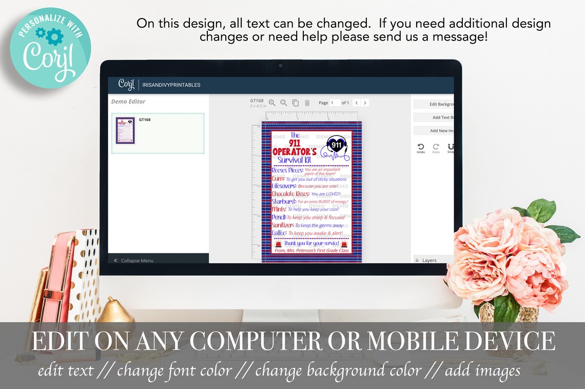 EDITABLE 911 Dispatcher's Survival Kit Tag 911 Operator - Etsy