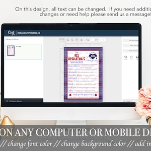 EDITABLE 911 Dispatcher's Survival Kit Tag | 911 Operator Thank You ...