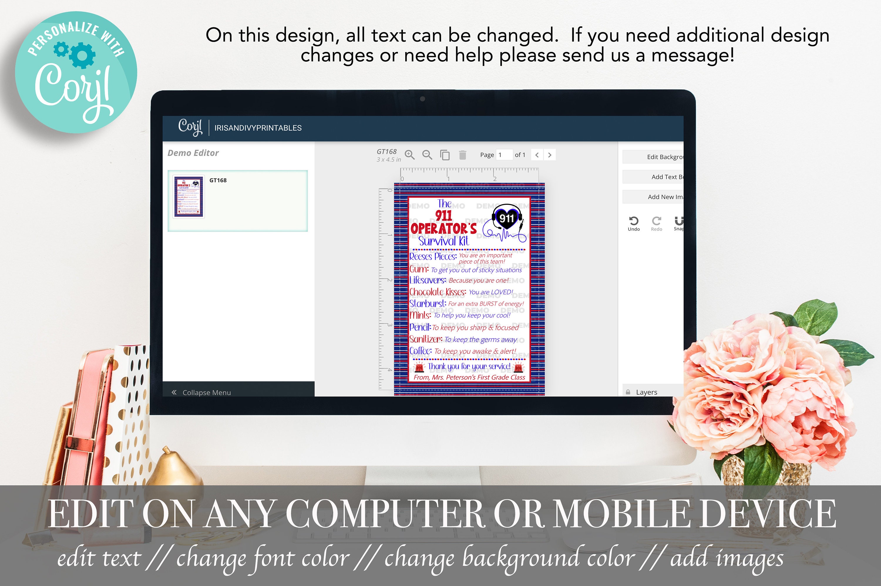 EDITABLE 911 Dispatcher's Survival Kit Tag 911 Operator - Etsy