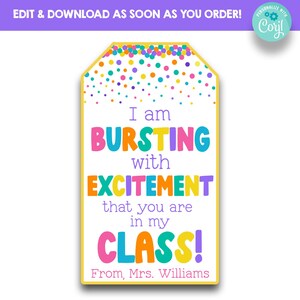 EDITABLE Pastel I Am Bursting With Excitement That You Are in My Class ...