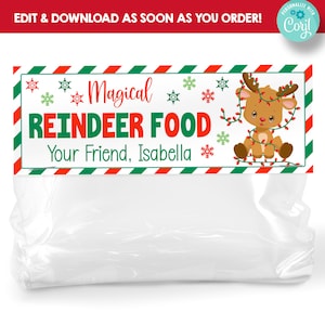 EDITABLE Reindeer Food Bag Topper | Magic Reindeer Food Christmas Tags ...