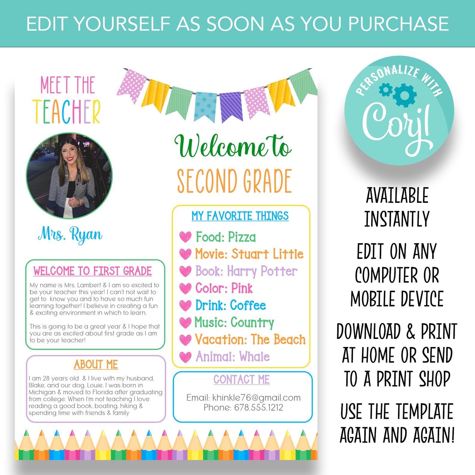 EDITABLE Pastel Meet the Teacher Flyer Printable Back to - Etsy