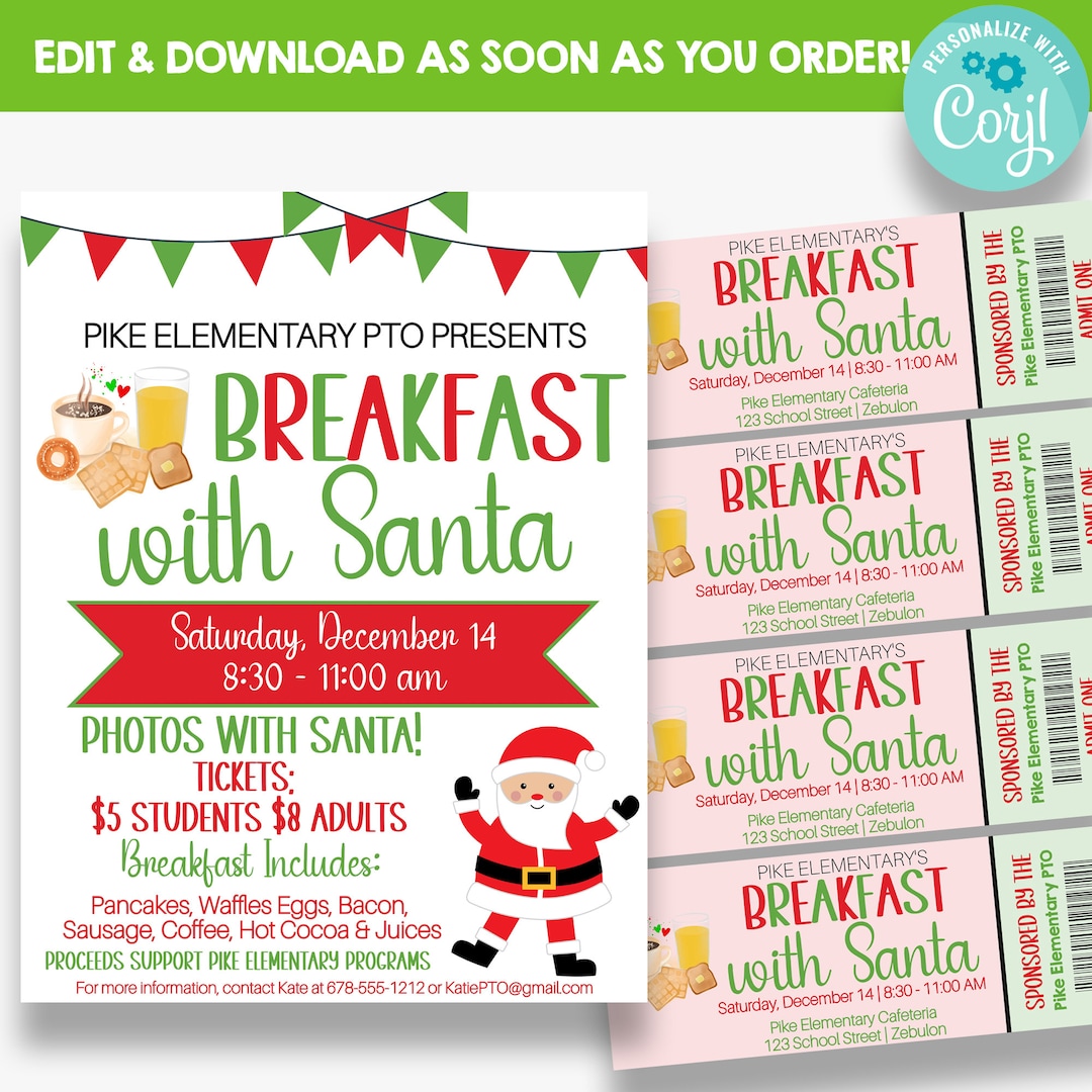 EDITABLE Breakfast With Santa Flyer | Breakfast With Santa Flyer With ...