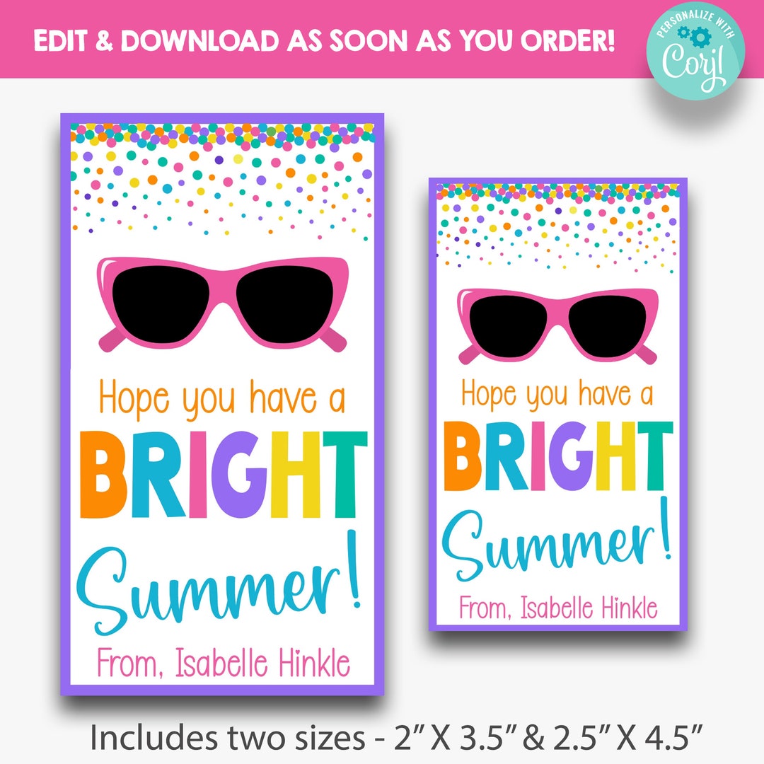 EDITABLE Pastel Hope You Have a Bright Summer Treat Bag Tags | Kid's ...
