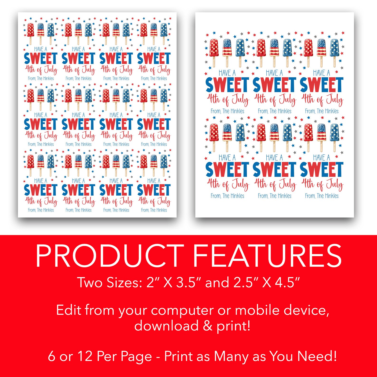 EDITABLE Have a Sweet Fourth of July Gift Tags | Popsicle July 4 Treat ...