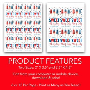 EDITABLE Have a Sweet Fourth of July Gift Tags | Popsicle July 4 Treat ...
