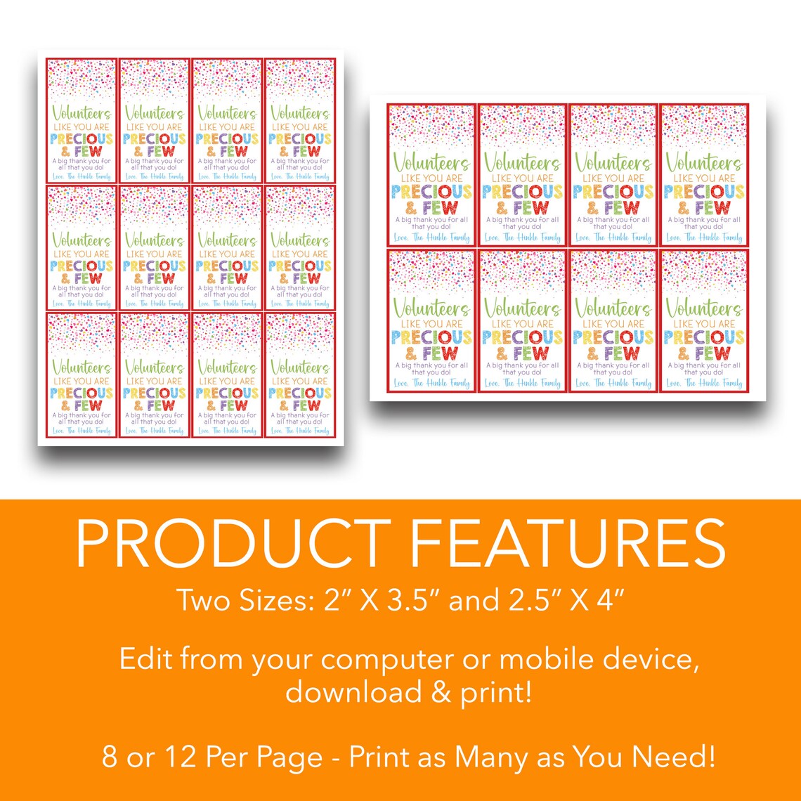 EDITABLE Volunteers Like You Are Precious and Few Appreciation Gift ...