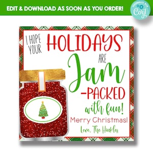 EDITABLE Christmas Jam Gift Tag | I Hope Your Holidays Are Jam-packed ...