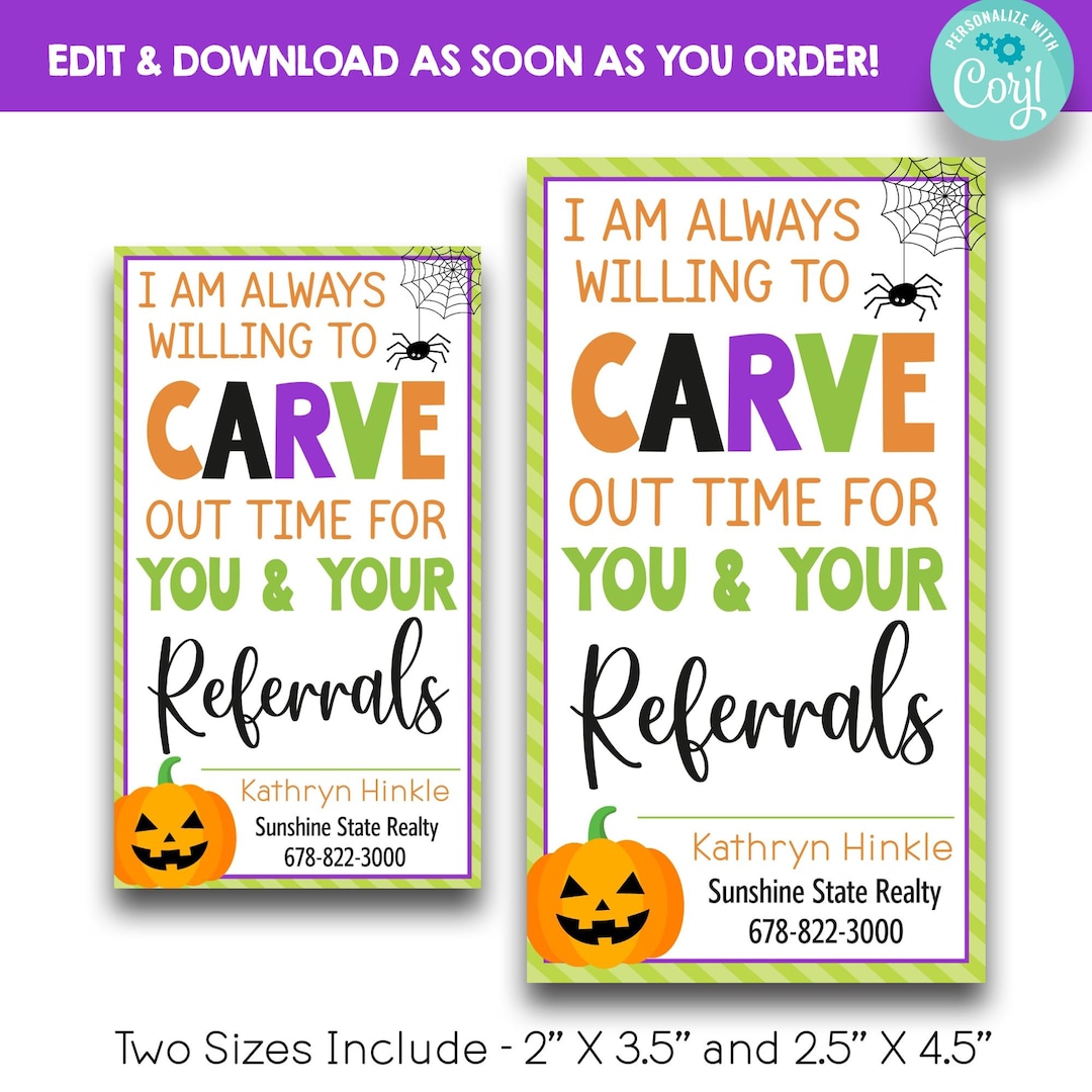 EDITABLE Halloween Referral Marketing Pop by Tags | I Will Always Carve ...