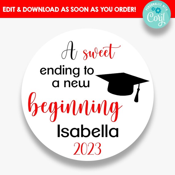 Printable Square Labels For Graduation Class Of 2025 Custom Graduation
