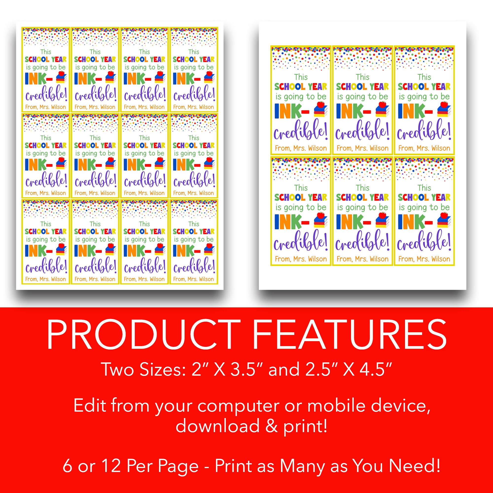 EDITABLE Back to School Ink Pen Treat Tag | This School Year is Going ...