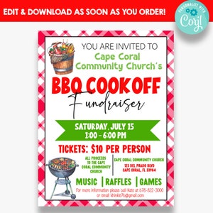 EDITABLE BBQ Cook-off Fundraising Bundle | BBQ Cook off Flyer With ...
