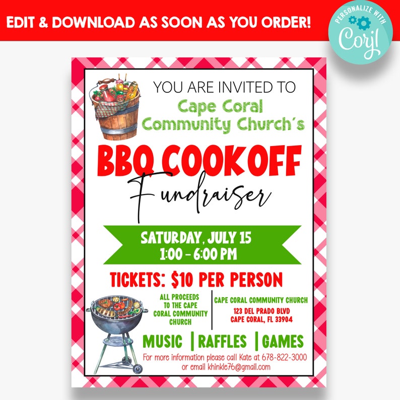 EDITABLE BBQ Cook-off Fundraising Bundle BBQ Cook off Flyer - Etsy