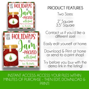 EDITABLE Christmas Jam Gift Tag | I Hope Your Holidays Are Jam-packed ...