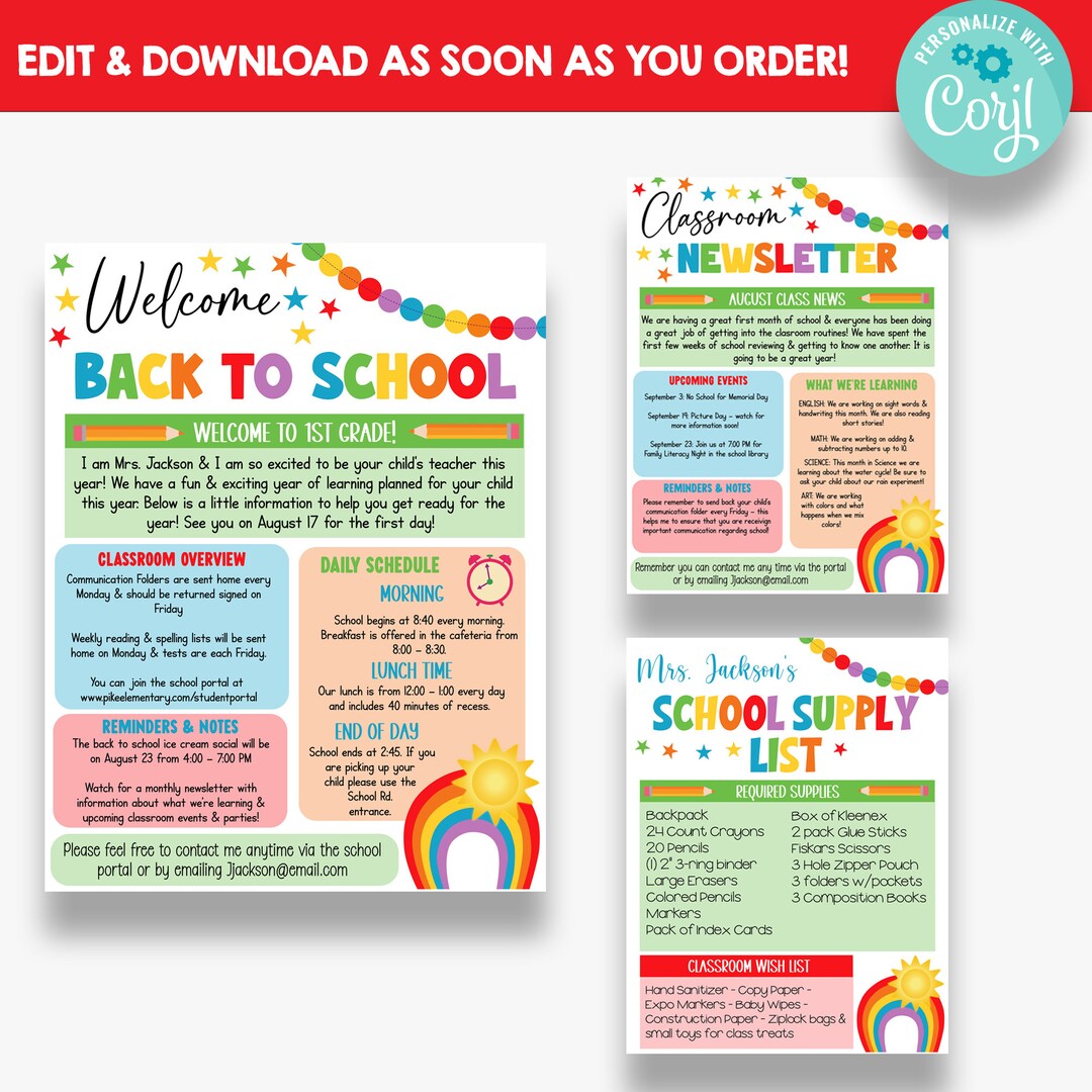 EDITABLE Back to School Classroom Information Bundle | Back to School ...