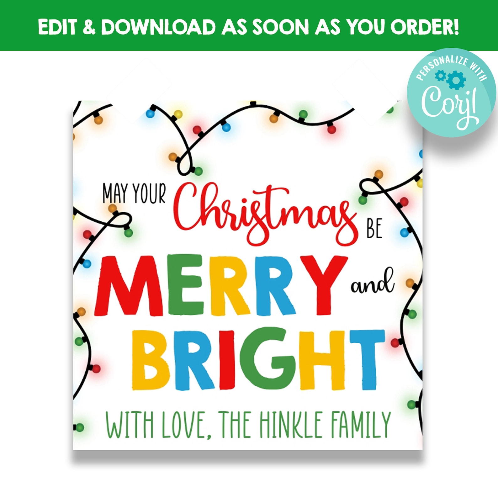 EDITABLE May Your Christmas Be Merry & Bright Gift Tag - Etsy
