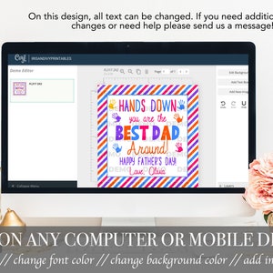 EDITABLE Hands Down You Are the Best Dad Around Gift Tags | Printable ...