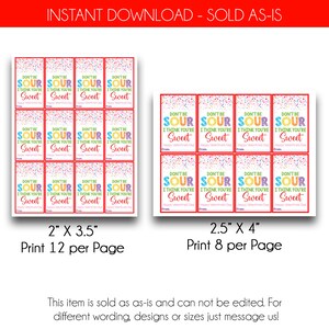 INSTANT DOWNLOAD | Don't Be Sour I Think You're Sweet Kid's Valentine's ...