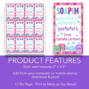 EDITABLE Soapin' You Have a Great Summer Rectangle Gift Tags | Soap ...