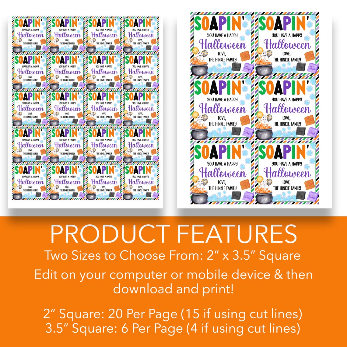 EDITABLE Soapin' You Have A Happy Halloween Square Gift Tags | Soap ...