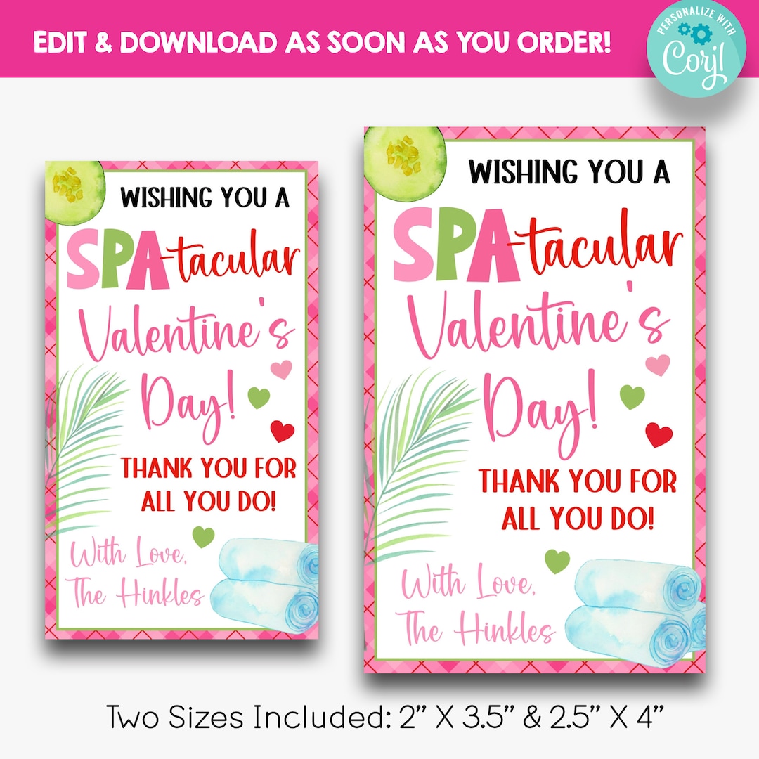 EDITABLE Hope You Have a Spa-tacular Valentine's Day Gift Tag ...
