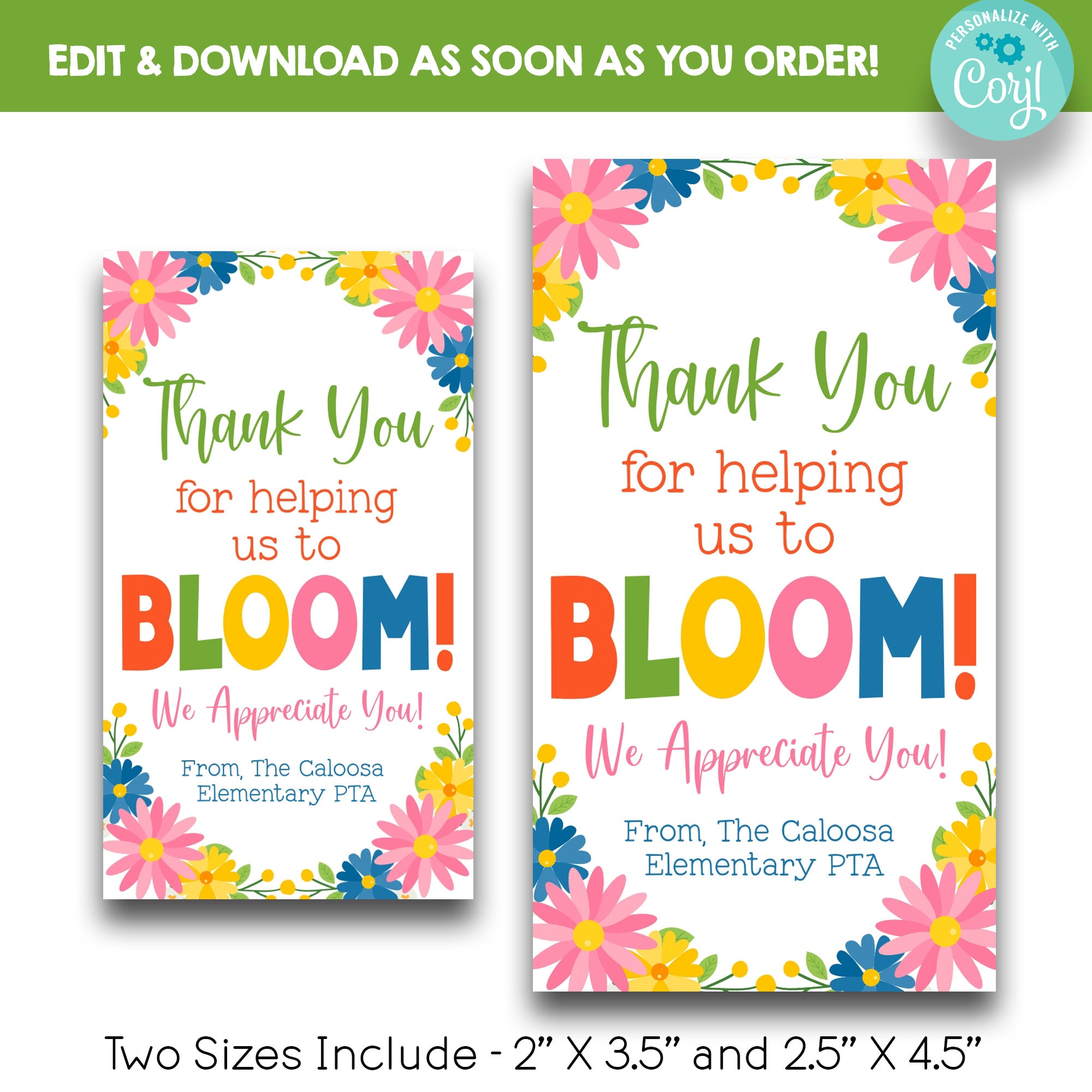 EDITABLE Thank You for Helping Us Bloom Teacher Appreciation Gift Tags ...