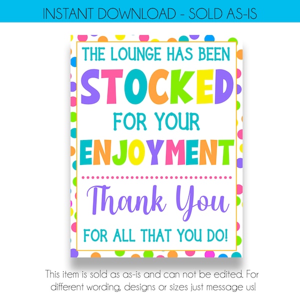 Stock the Lounge Printable - Etsy